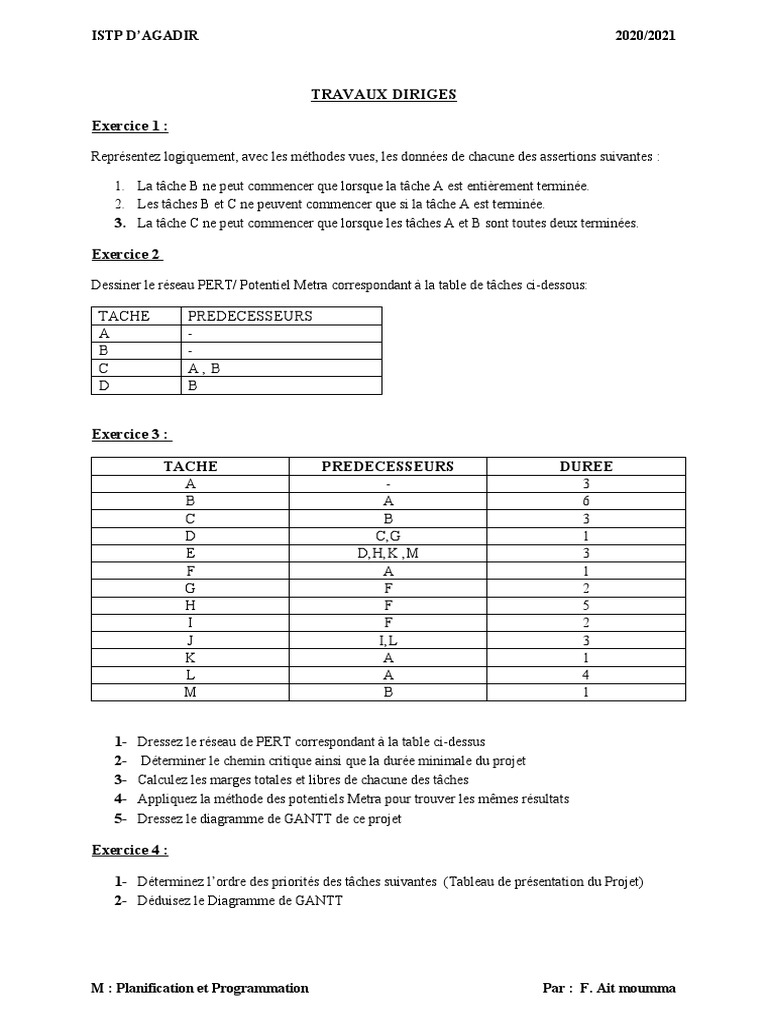 TD Planification Et Programmation | PDF | Informatique | Informatique