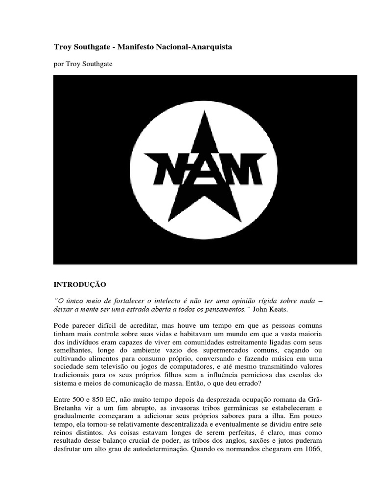 Manifesto Nacional-Anarquista - Troy Southgate | PDF | Comunismo ...
