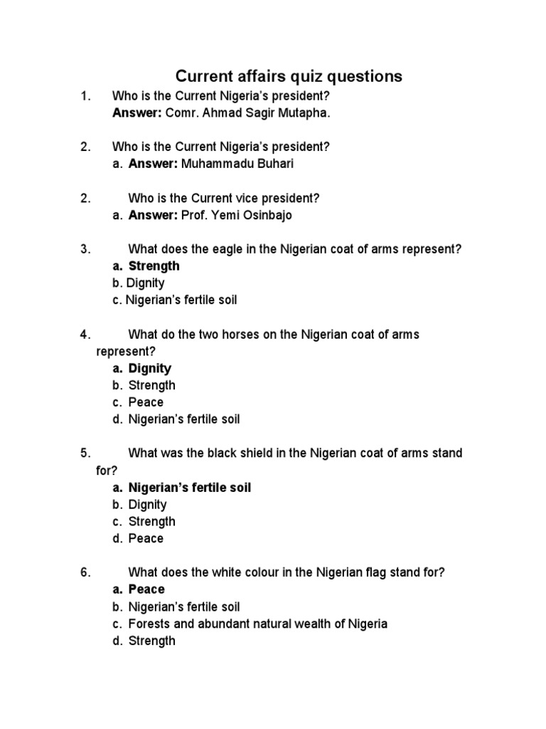 Nigeria Current Affairs Quiz 2025 | PDF | Nigeria | Government