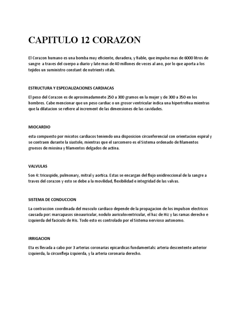 Resumen CAPITULO-12 - Robbins Corazon | PDF | Corazón | Insuficiencia cardíaca