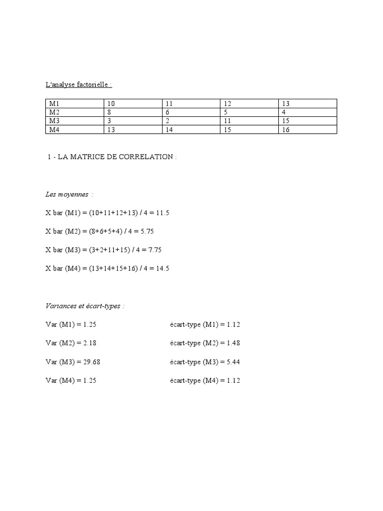 Exercice ACP | PDF | Valeur propre, vecteur propre et espace propre | Analyse des données