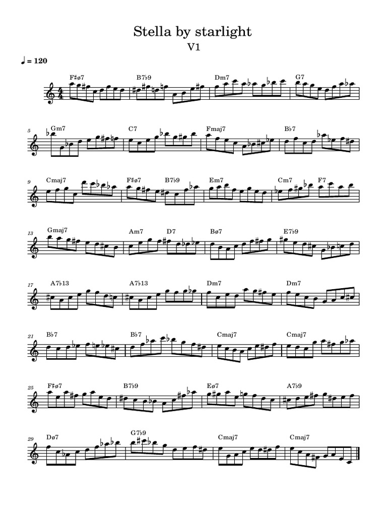 Stella by Starlight: G7 Dm7 B7 9 F Ø7 | PDF