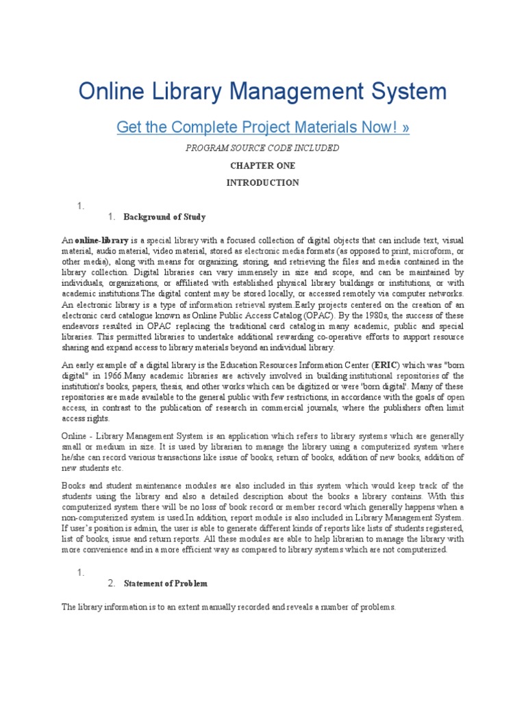 Online Library Management System | PDF | Digital Library | Libraries