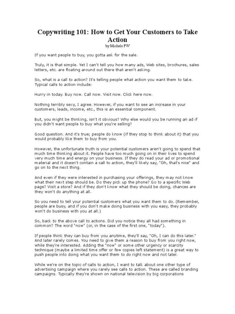 Copywriting 101 | PDF | Direct Marketing | Copywriting