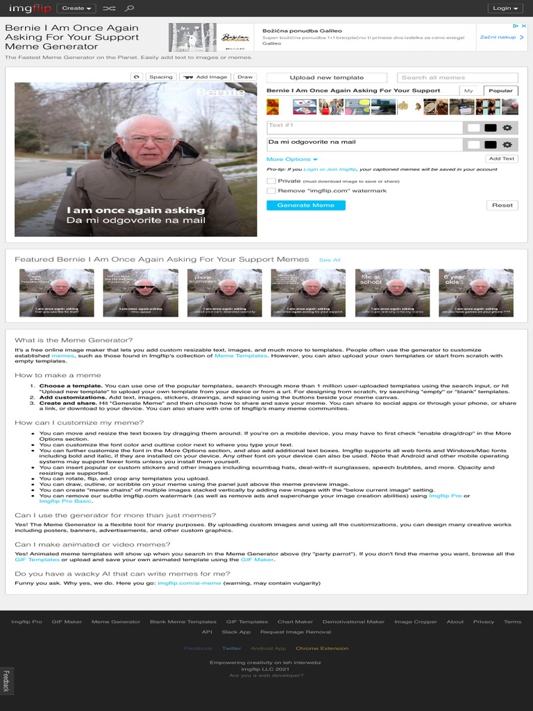 Bernie I Am Once Again Asking For Your Support Meme Generator - Imgflip ...