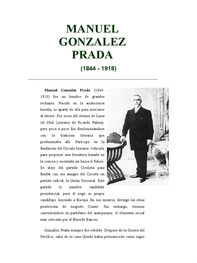 Vida y legado de Manuel González Prada | PDF | Historia | Clásicos