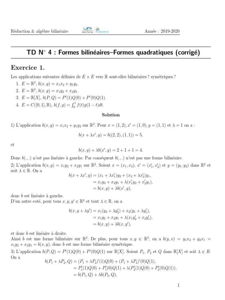 TD4 Corrige | PDF | Matrice (Mathématiques) | Base (algèbre linéaire)