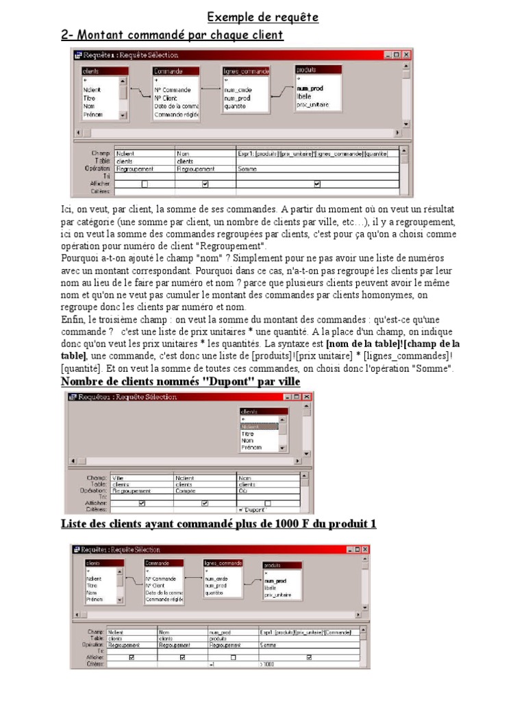 Exemple de Requête | PDF | Finance et gestion monétaire | Méthodes et ...
