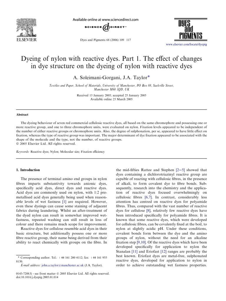 Nylon Dyeing with Reactive Dyes | PDF | Dye | Dyeing