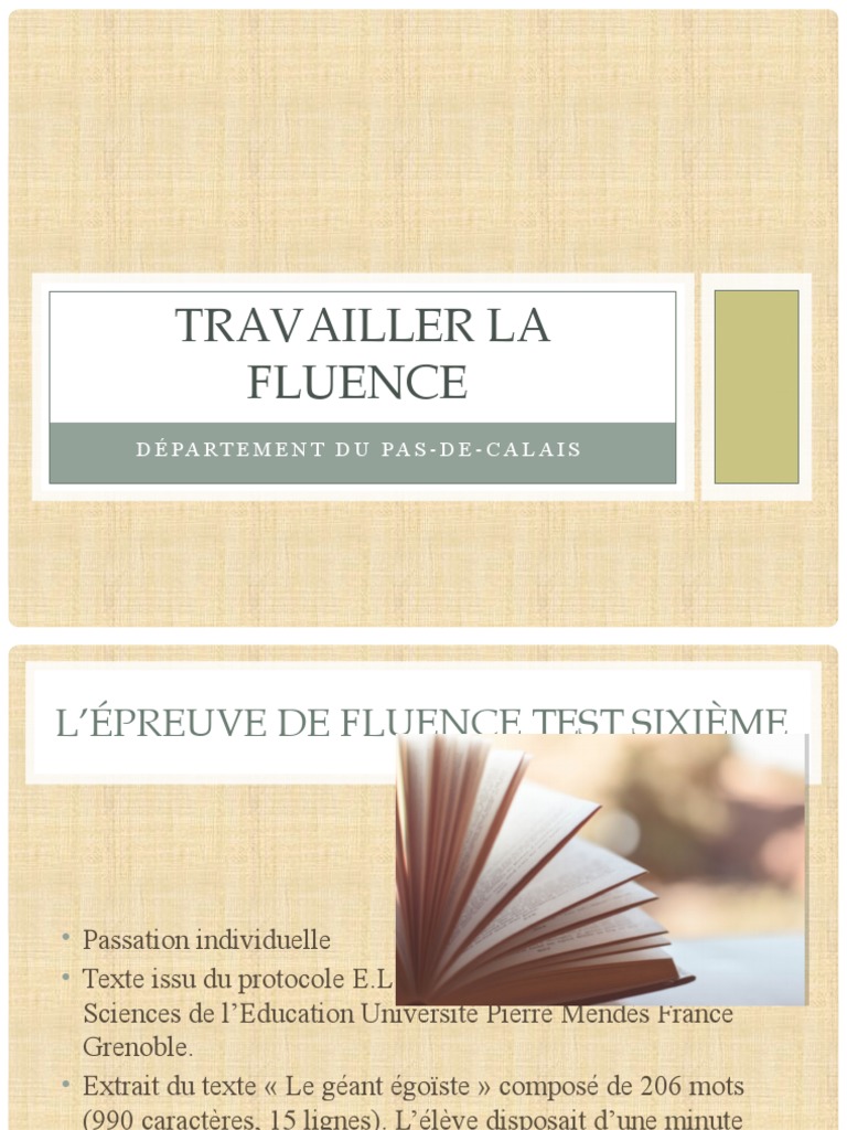Diaporama Travailler La Fluence | PDF | Linguistique | Cognition