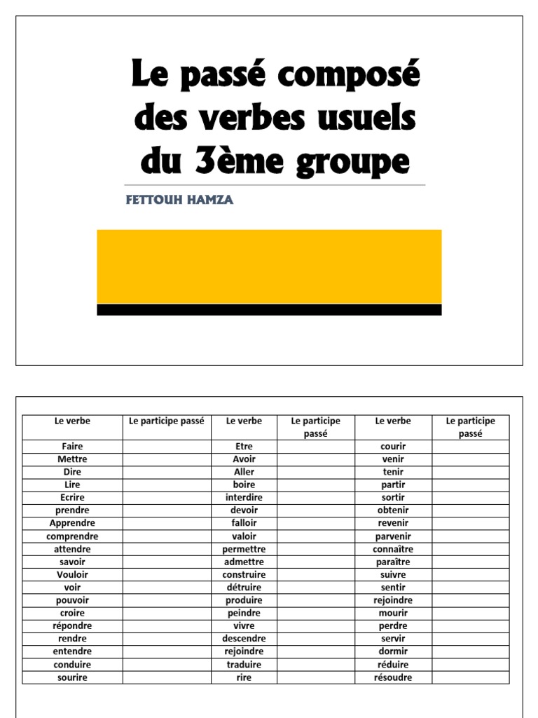 Participes passés des verbes du 3e groupe | PDF | Verbe