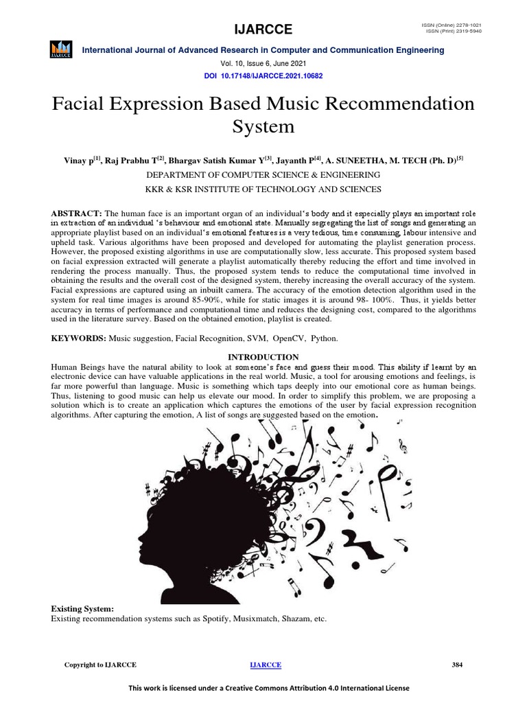 Facial Expression Based Music Recommendation System: Ijarcce | PDF ...