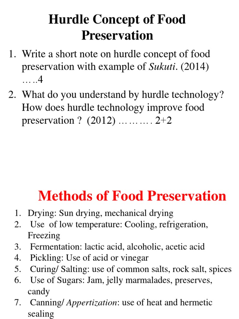 Hurdle Concept by SKK | PDF | Food Preservation | Foods