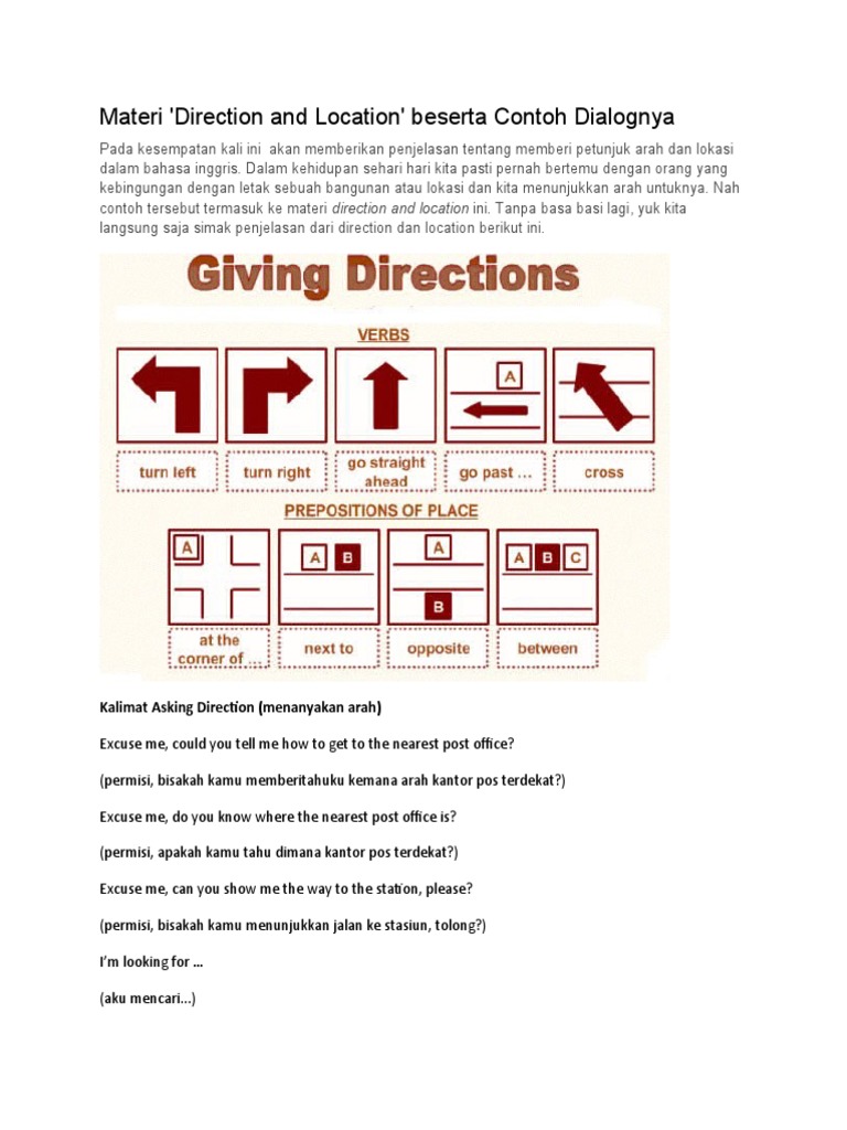 Materi Direction and Location Beserta Contoh Dialognya | PDF