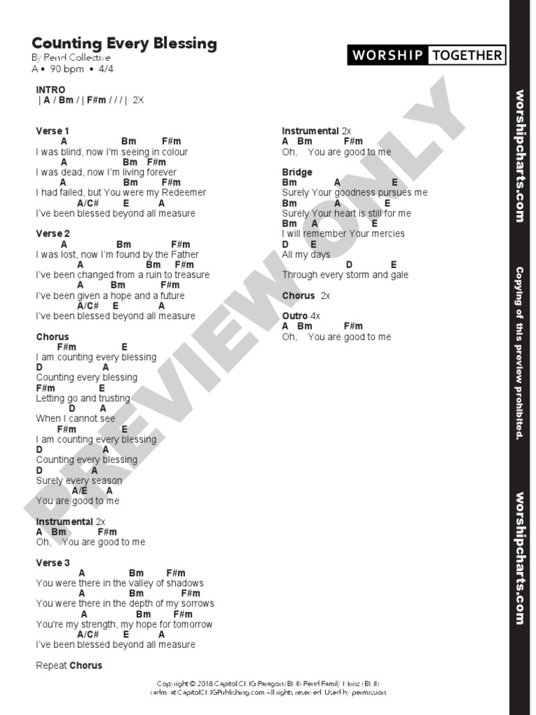Counting Every Blessing Chord Chart Preview | PDF | Song Structure ...