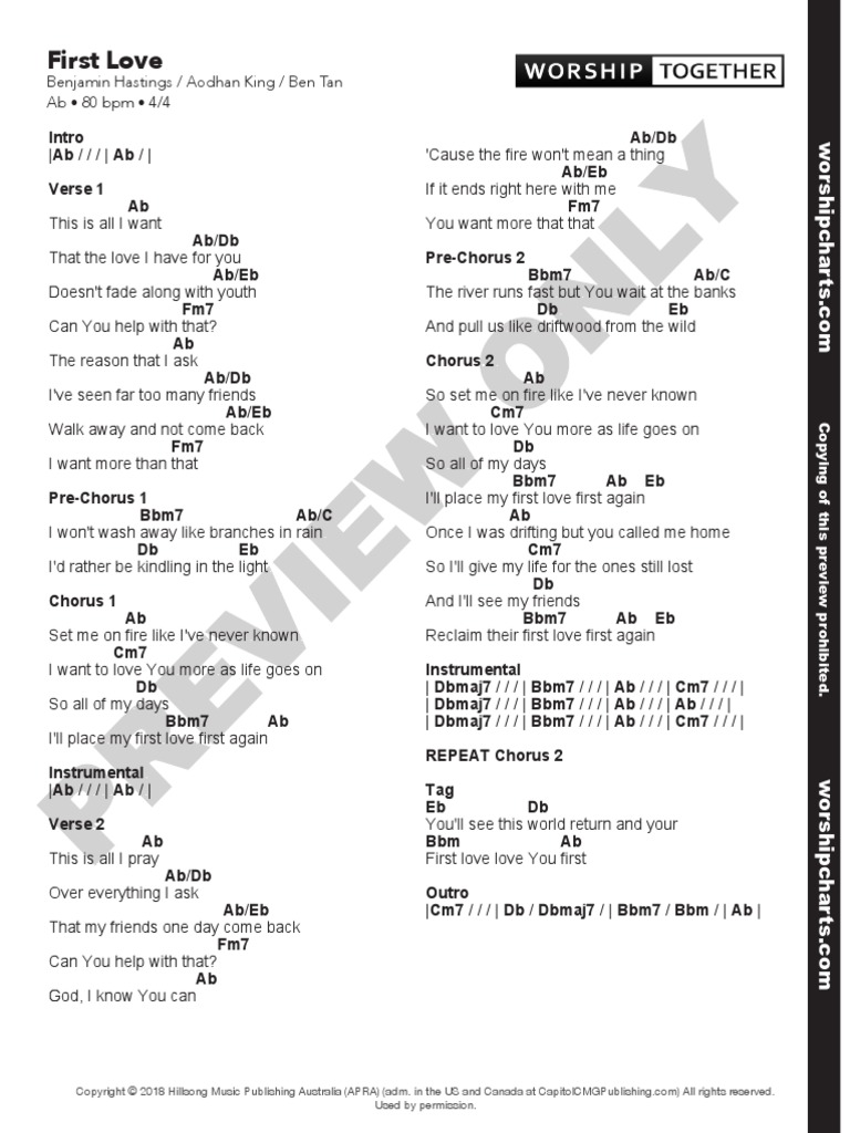 First Love Young and Free Chord Chart Preview | PDF | Song Structure ...