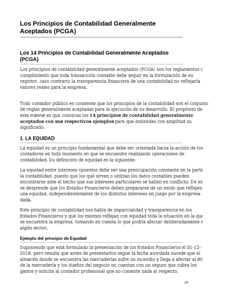 PCGA | PDF | Contabilidad | Estado financiero