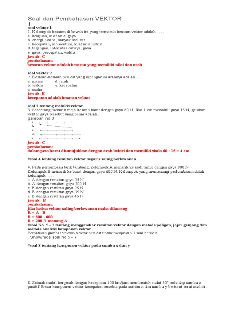 Soal Soal Vektor MATERI PHB | PDF