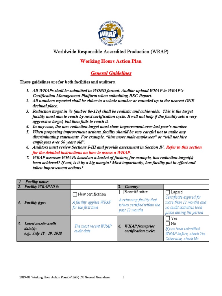 2019-01 Guidelines To Complete - Assess WHAP 2.0 | PDF | Audit | Business