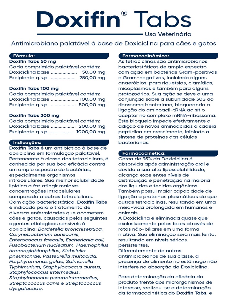 Doxifin Tabs Bula | PDF | Gatos | Bactérias