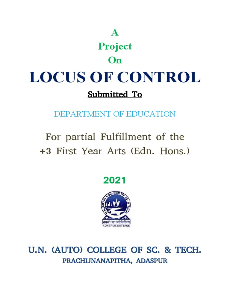 Locus of Control: A Project On | PDF | Doctor Of Philosophy | Titles