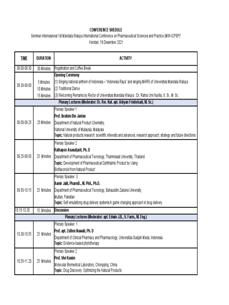 Rundown Acara Seminar Internasional 25 | PDF | Pharmacy | Health Care