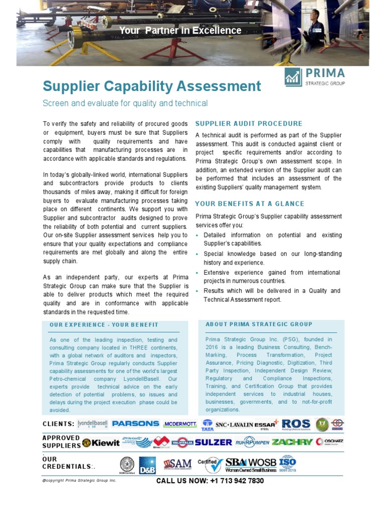 PSG Supplier Capability Assessment Services | PDF | Audit | Procurement