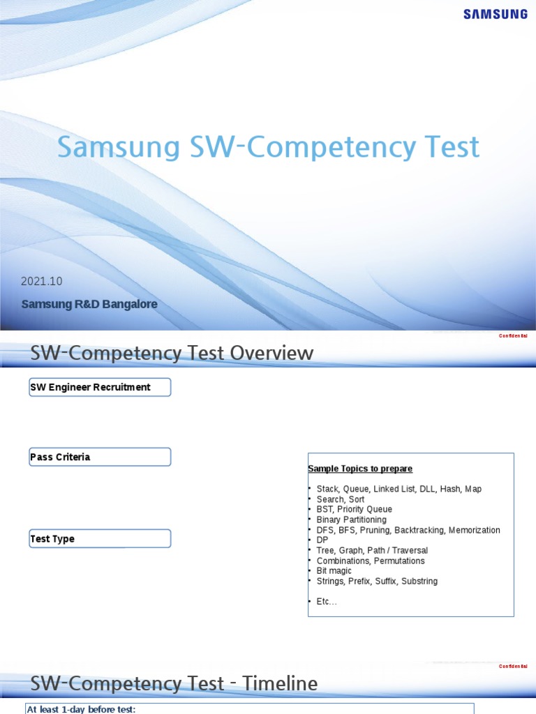 Samsung SW-Competency Test: Samsung R&D Bangalore | PDF | Mobile App | Ios
