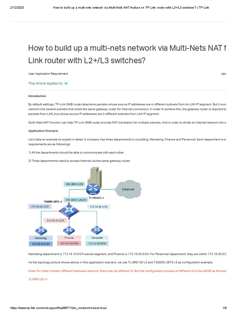 How To Build Up A Multi-Nets Network Via Multi-Nets NAT Feature On TP ... How To Build Up A Multi-Nets Network Via Multi-Nets NAT Feature On TP ...
