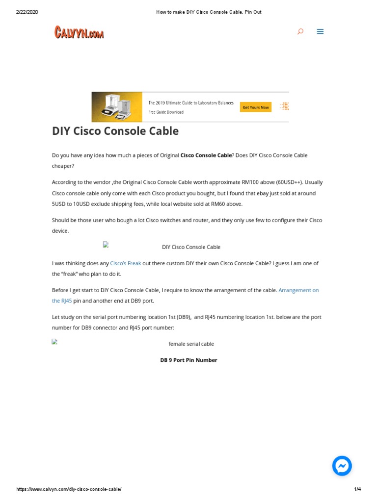 How To Make DIY Cisco Console Cable, Pin Out | PDF | Electrical ...