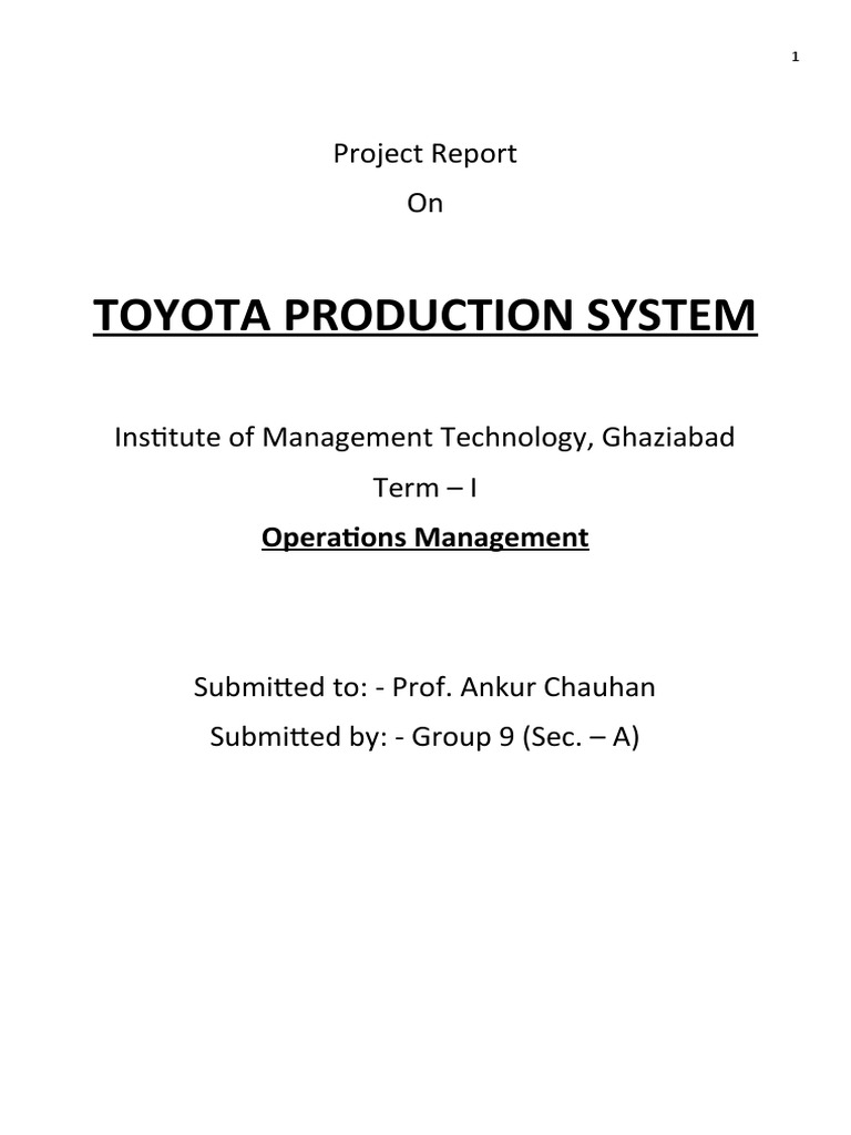 An Analysis of the Critical Elements of the Toyota Production System ...