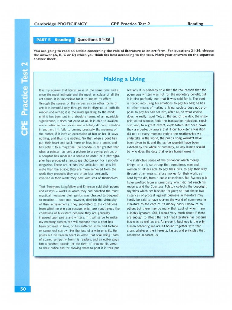 CPE Practice Test 2 Reading | PDF