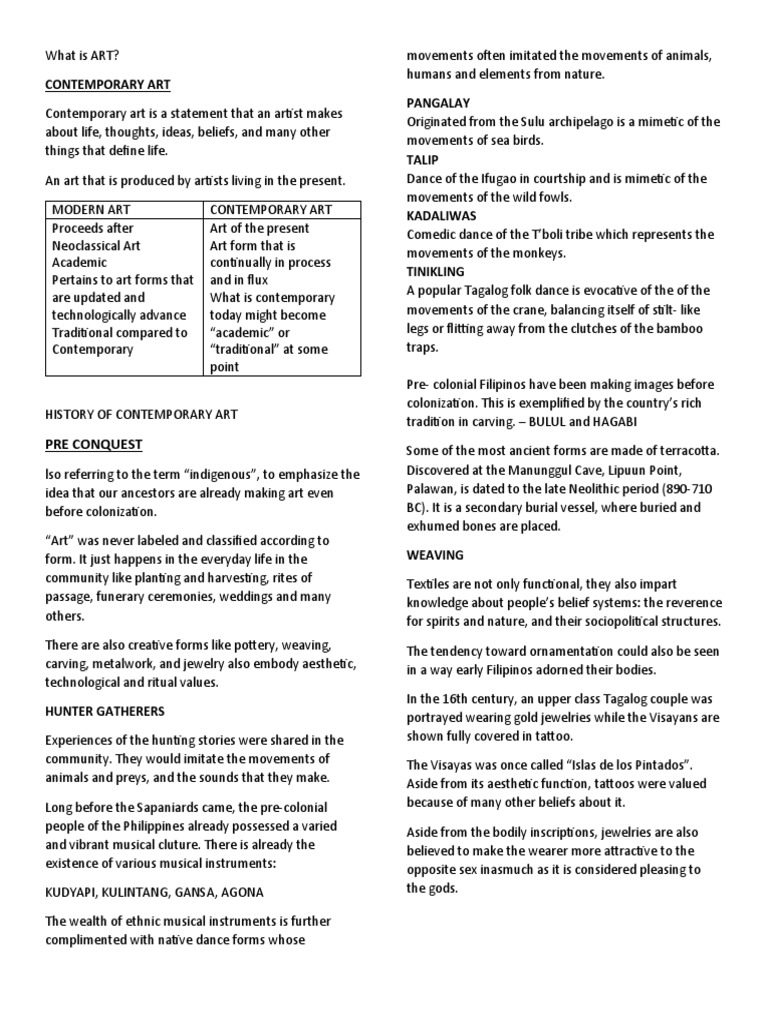 Contemporary Art Pangalay: Pre Conquest | PDF | Paintings | Sculpture