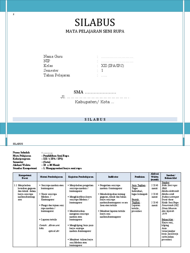 Silabus Seni Rupa 12 | PDF | Seni