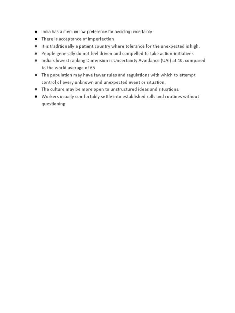 Uncertainty Avoidance | PDF | Career & Growth
