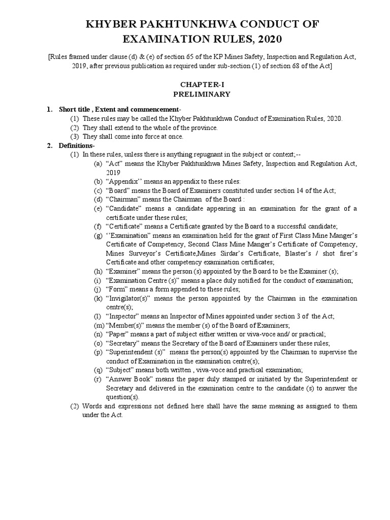 Conduct of Examination Rules | PDF | Test (Assessment) | Surveying