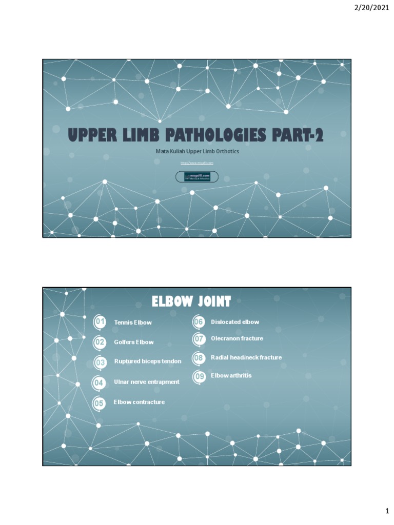 Upper Limb Pathology - Elbow Joint | PDF