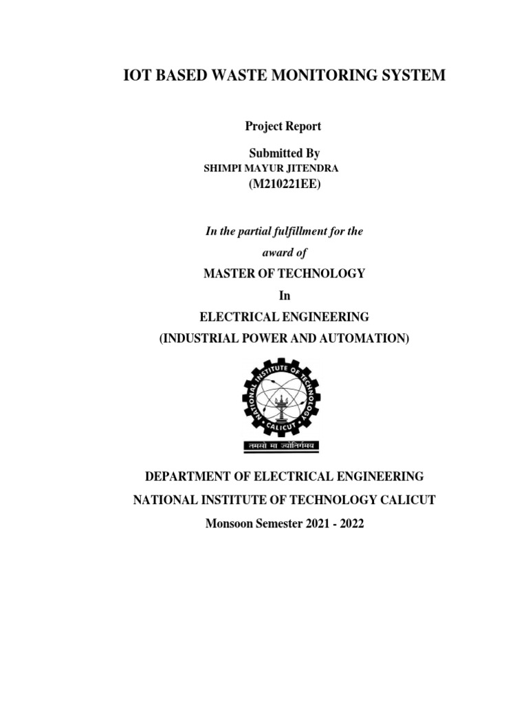 Iot Based Waste Monitoring System: Project Report Submitted by ...