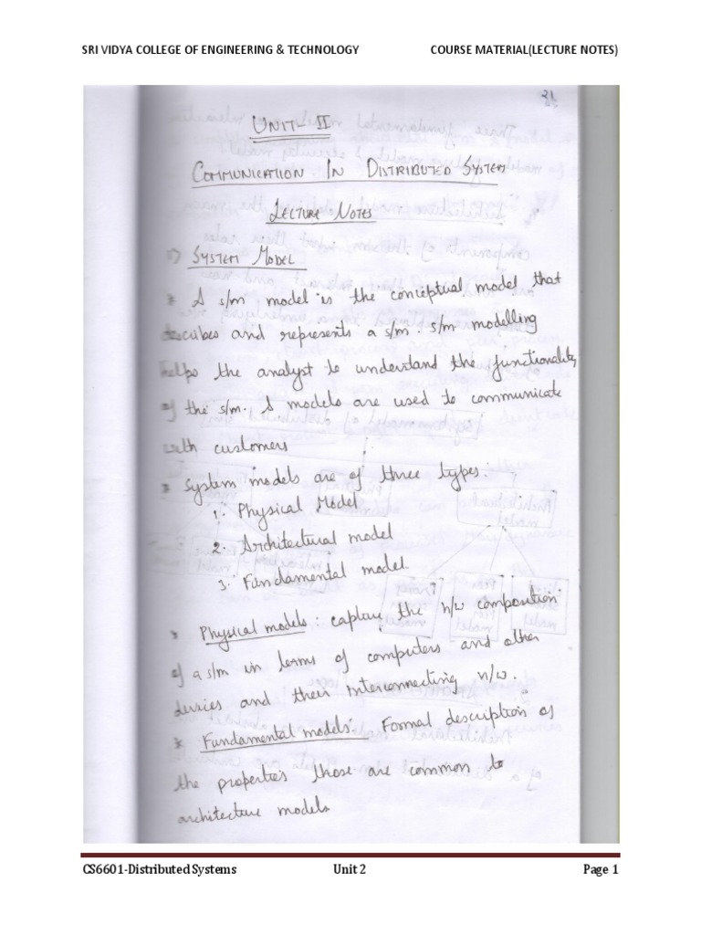 Cs6601 Distributed Systems Unit 2 Lecture Notes Pdf