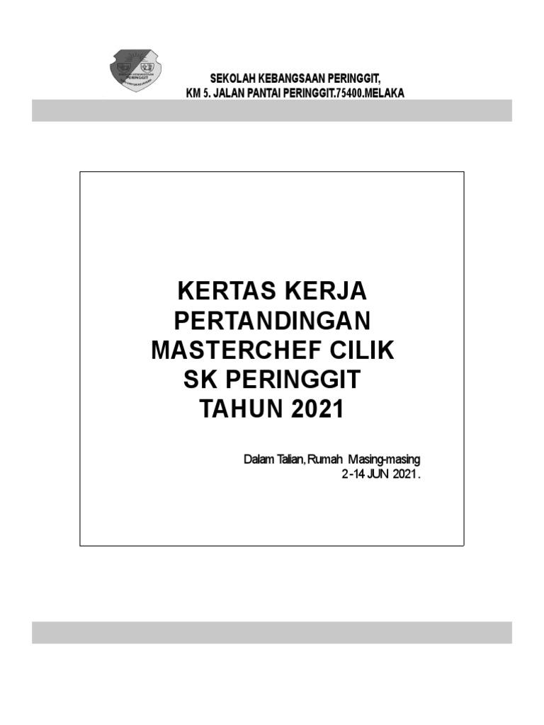 Masterchef Cilik SK Peringgit 2021 | PDF | Karier & Perkembangan