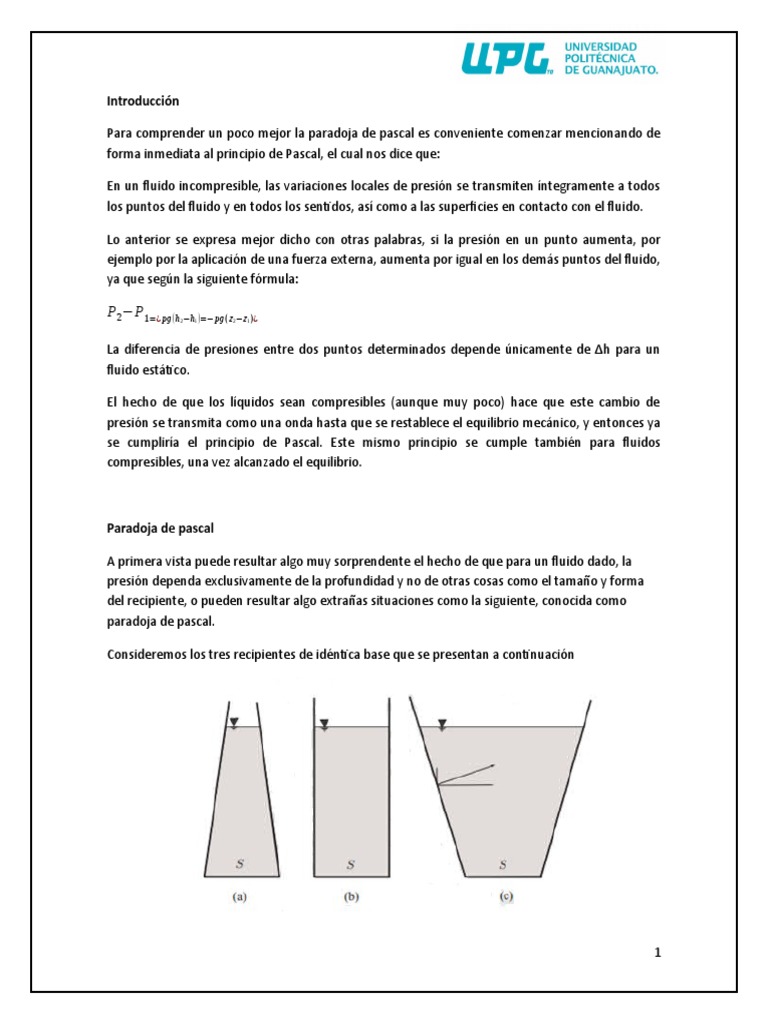 Paradoja de Pascal | PDF | Presión | Líquidos