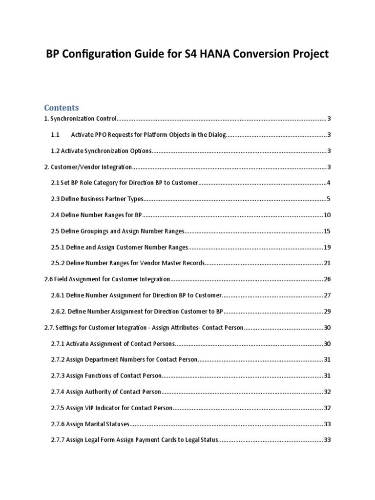BP Configuration Guide For S4 HANA Conversion Project | PDF | Systems ...