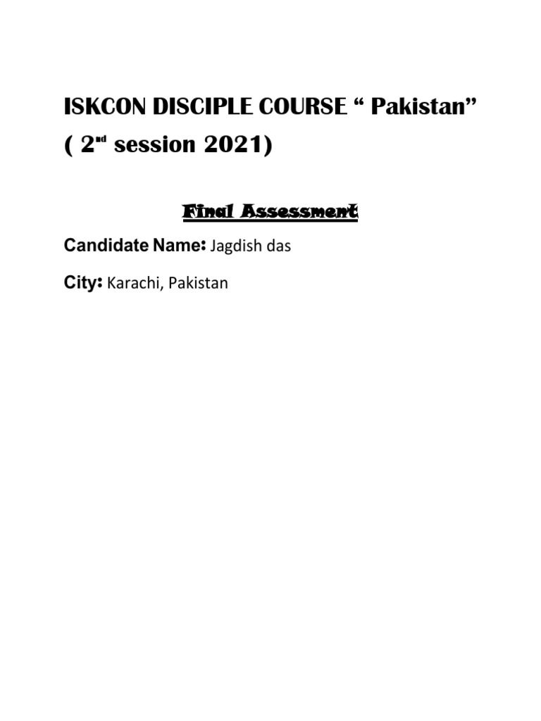 Jagdish Das IDC Course Pakistan Final Assessment | PDF | Hindu New ...