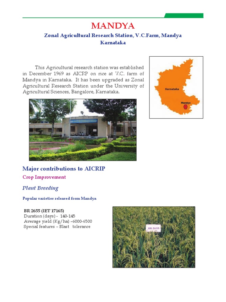 Mandya: Zonal Agricultural Research Station, V.C.Farm, Mandya Karnataka ...