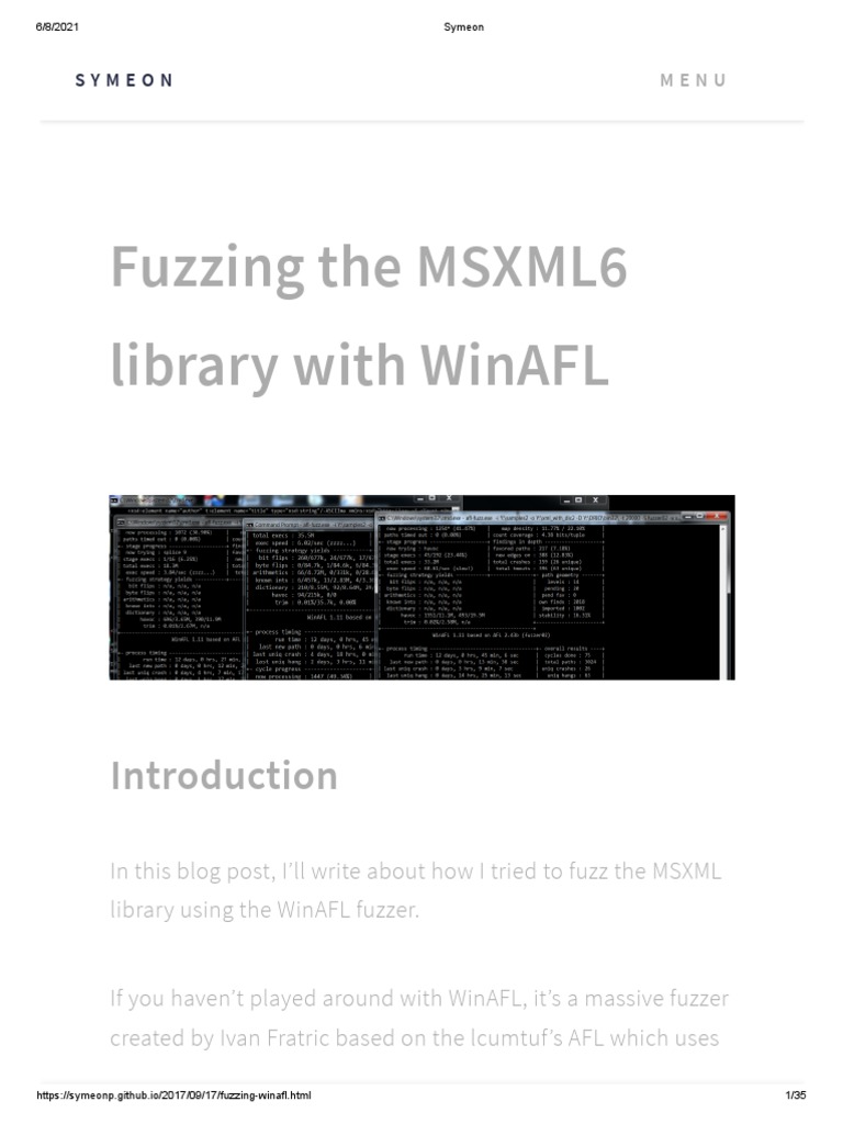 Fuzzing The Msxml6 Library With Winafl: Symeon | PDF | System Software ...