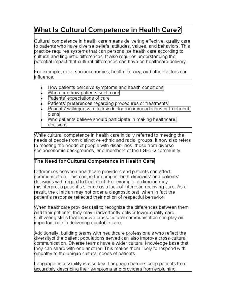 Understanding Cultural Competence in Healthcare | PDF | Competence ...