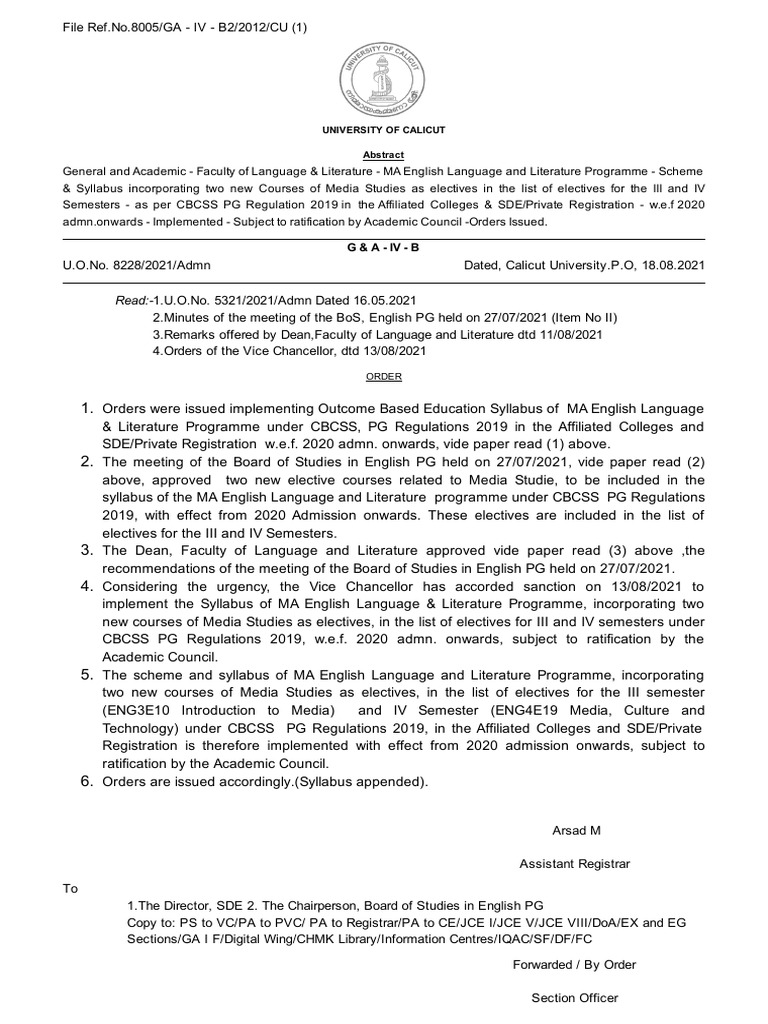 MA English Syllabus Update 2021 | PDF | William Shakespeare | Translations