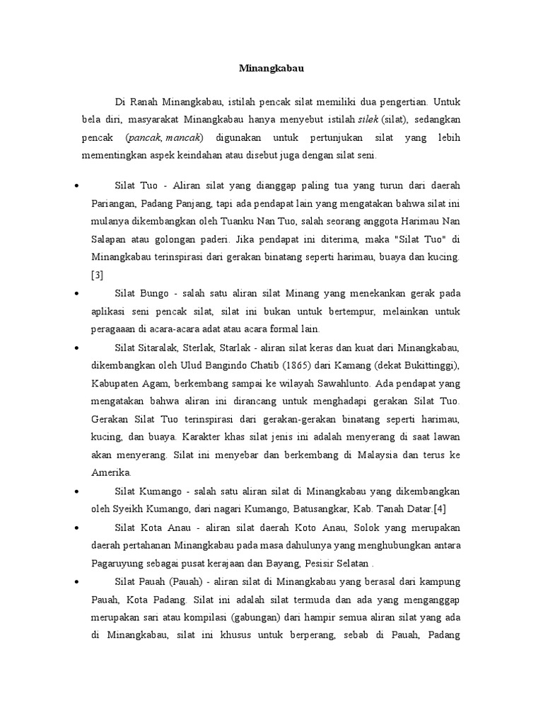 Aliran Pencak Silat Di Minangkabau | PDF | Sejarah | Agama & Spiritualitas