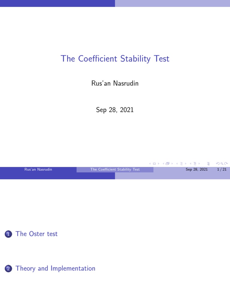 The Coefficient Stability Test | PDF | Coefficient Of Determination ...