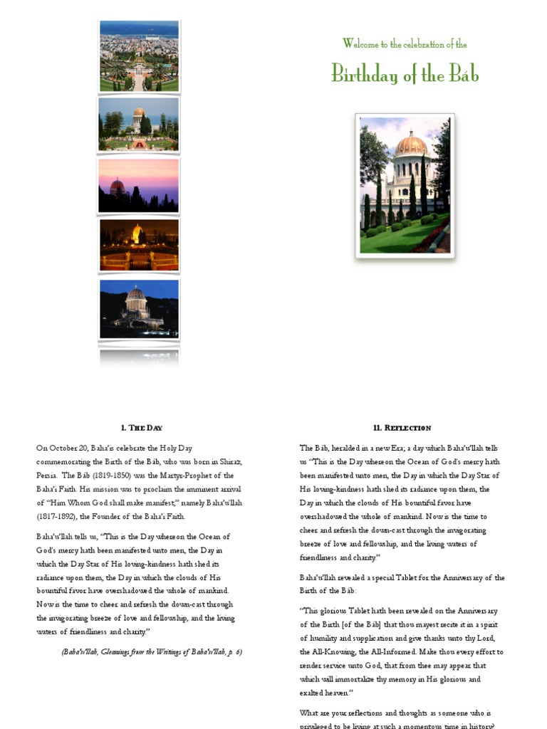 Celebration of the Birth of the Báb | PDF | Bahá'í Faith | Thou
